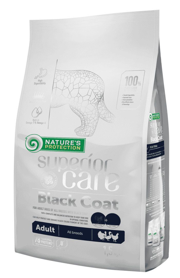 Nature's Protection פרווה שחורה לכלב בוגר כל הגזעים